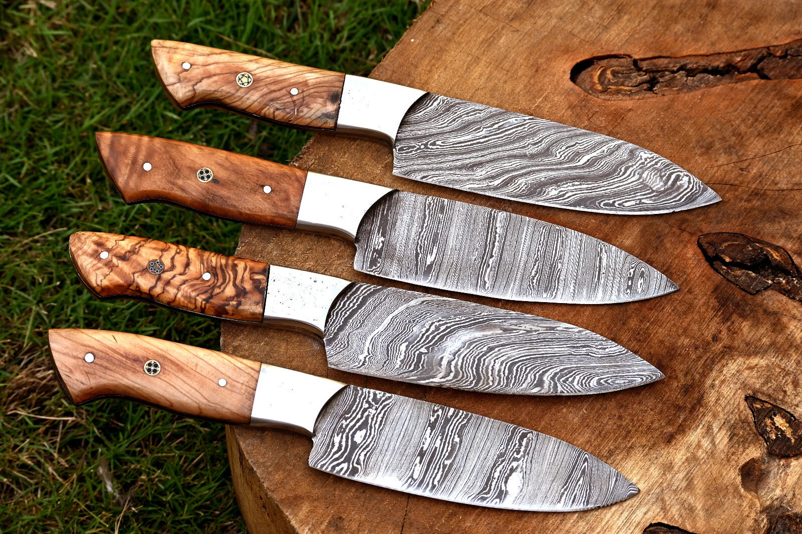 Enso 4-Piece Damascus Steel Steak Knife Set | 512-Layer Twist Pattern ...